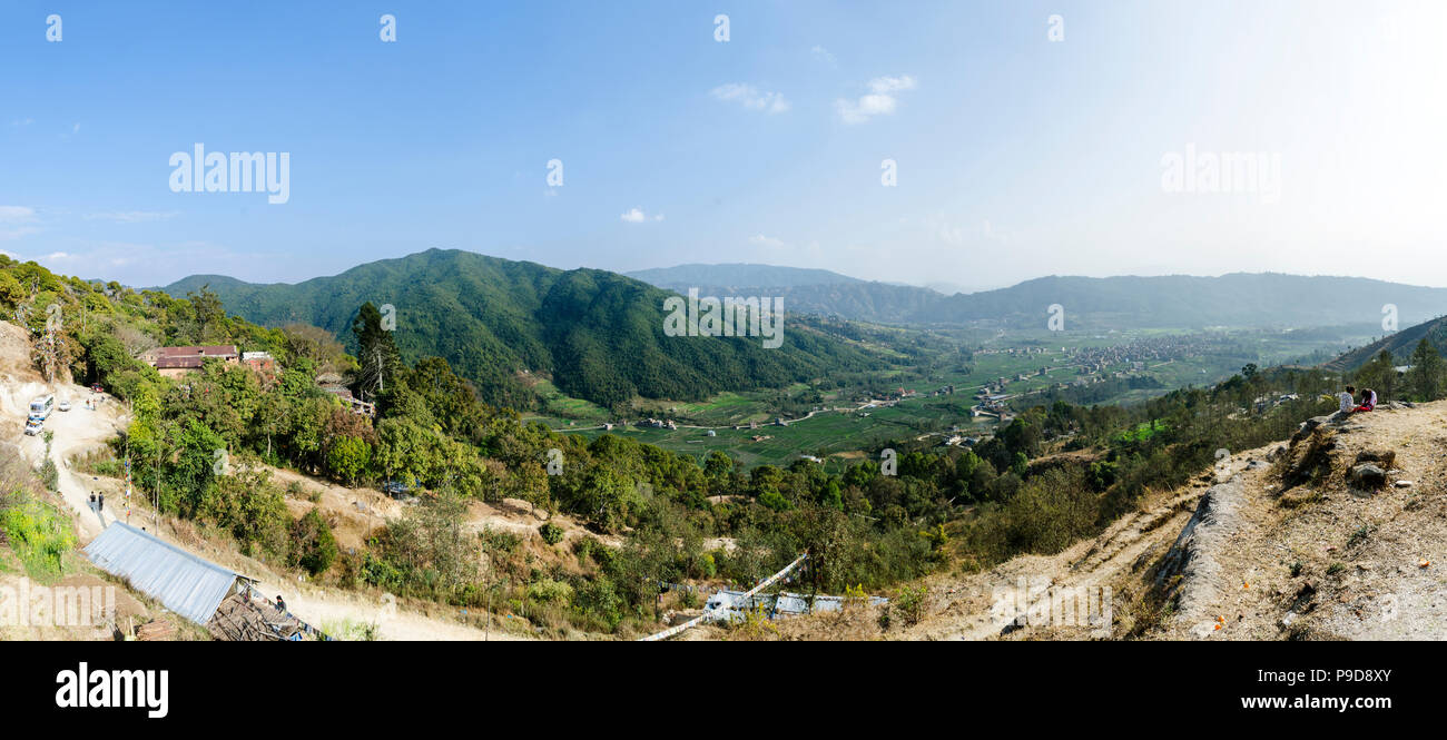 Panorama view from Shankhu hill, Kathmandu Valley, Nepal Stock Photo ...