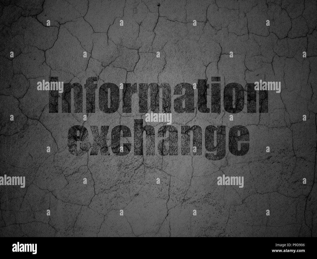 Data concept: Black Information Exchange on grunge textured concrete ...