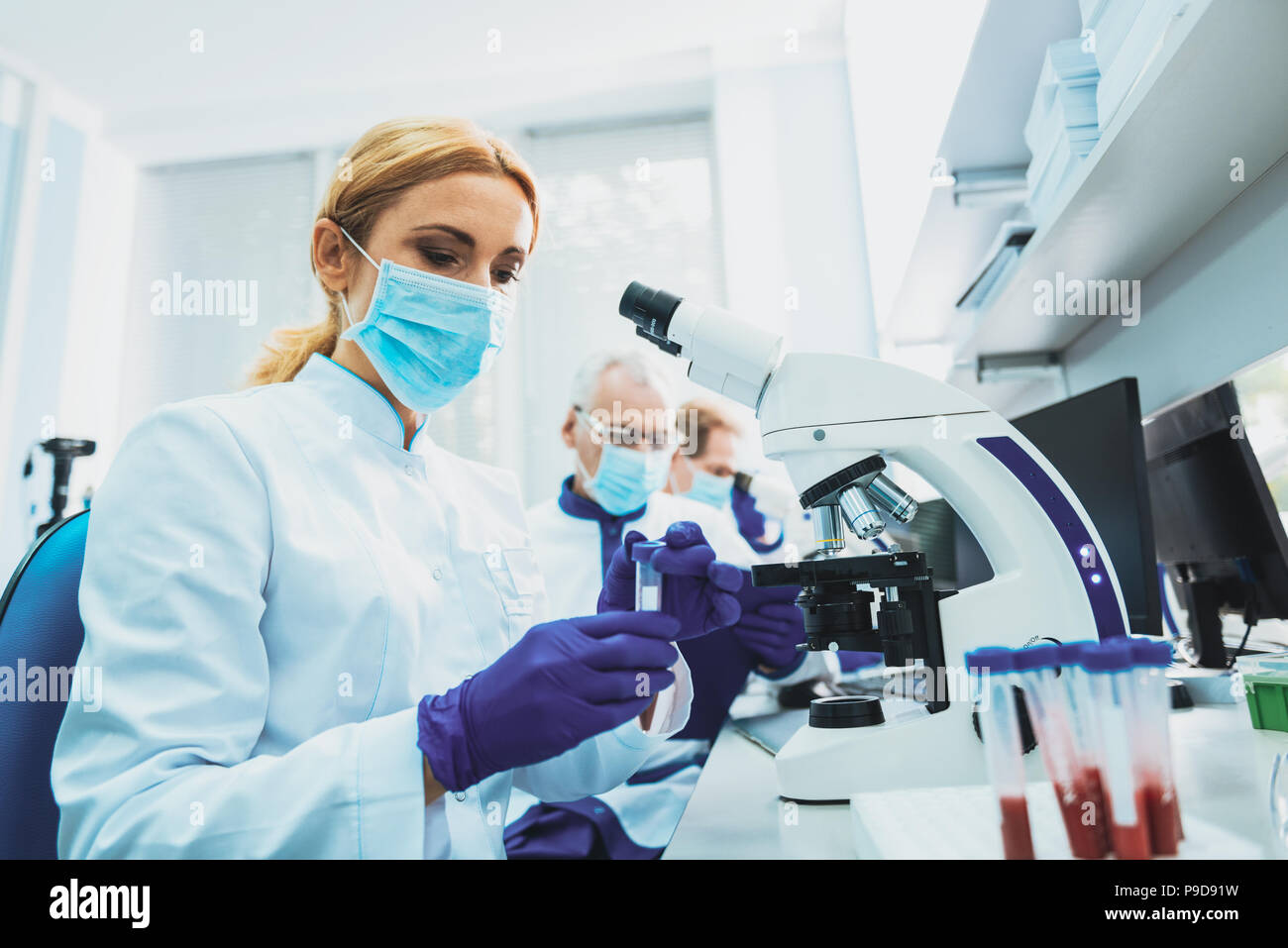 Serious practitioner examining biological material Stock Photo - Alamy
