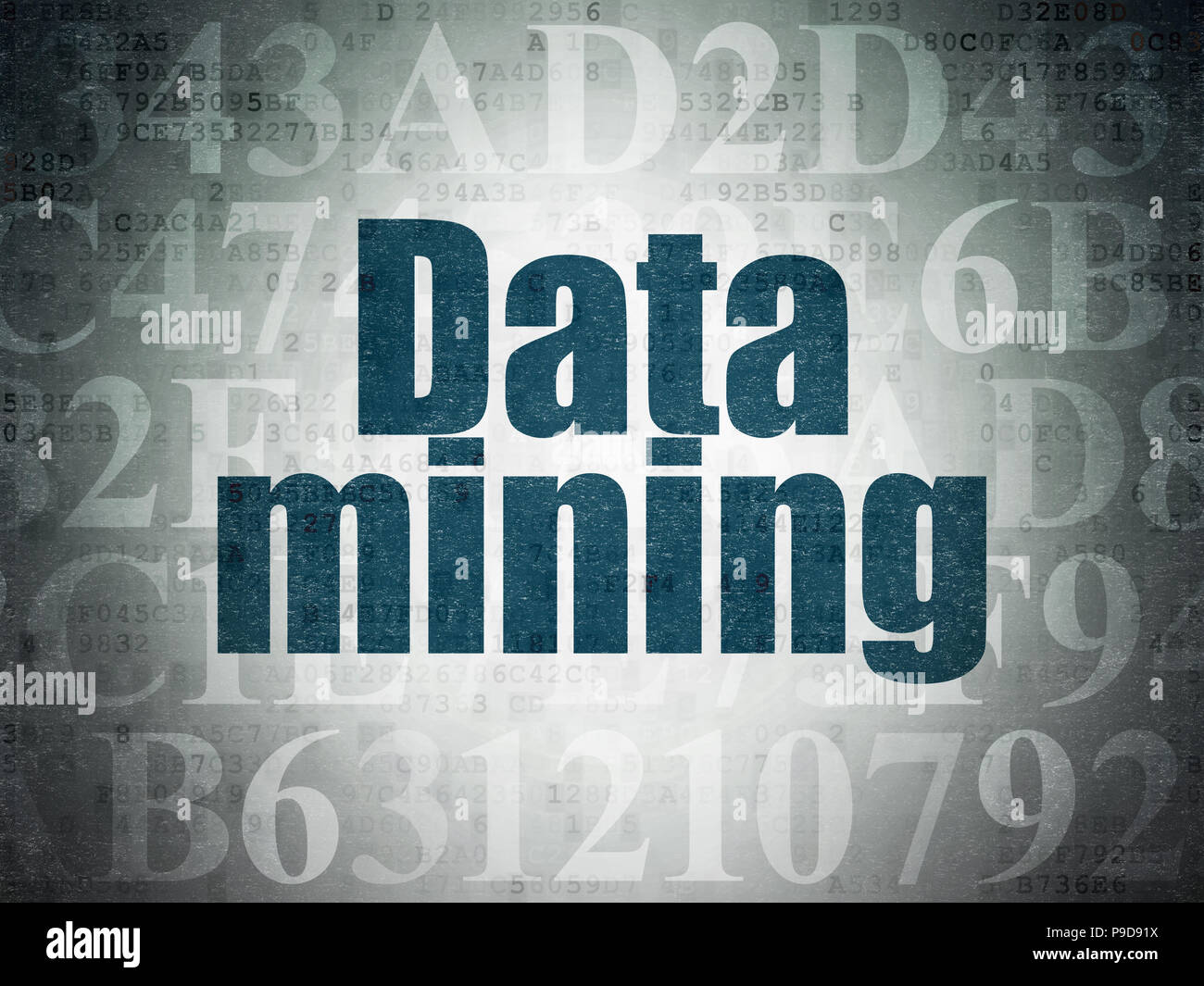 Data concept: Painted blue text Data Mining on Digital Data Paper background with Hexadecimal ...
