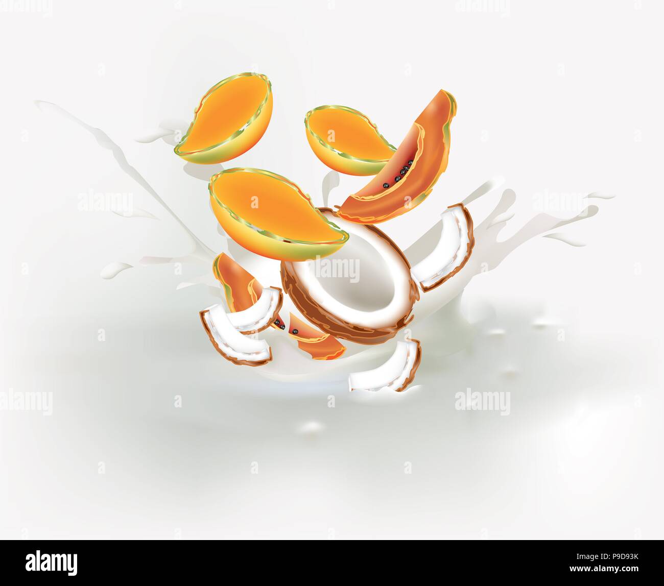 Tropical flavor milkshake on creamy, milky background Stock Photo - Alamy