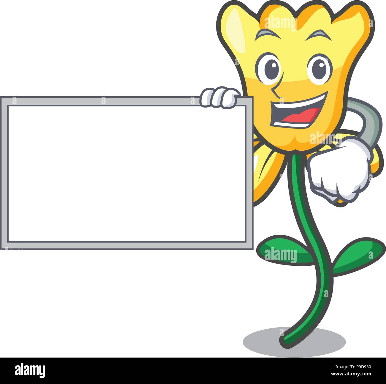 With board daffodil flower character cartoon Stock Vector Image & Art ...