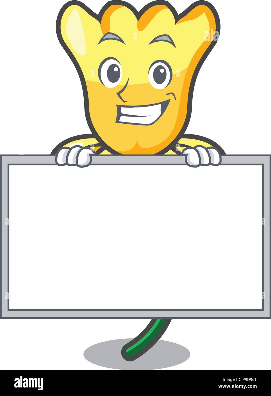 Grinning with board daffodil flower character cartoon Stock Vector ...