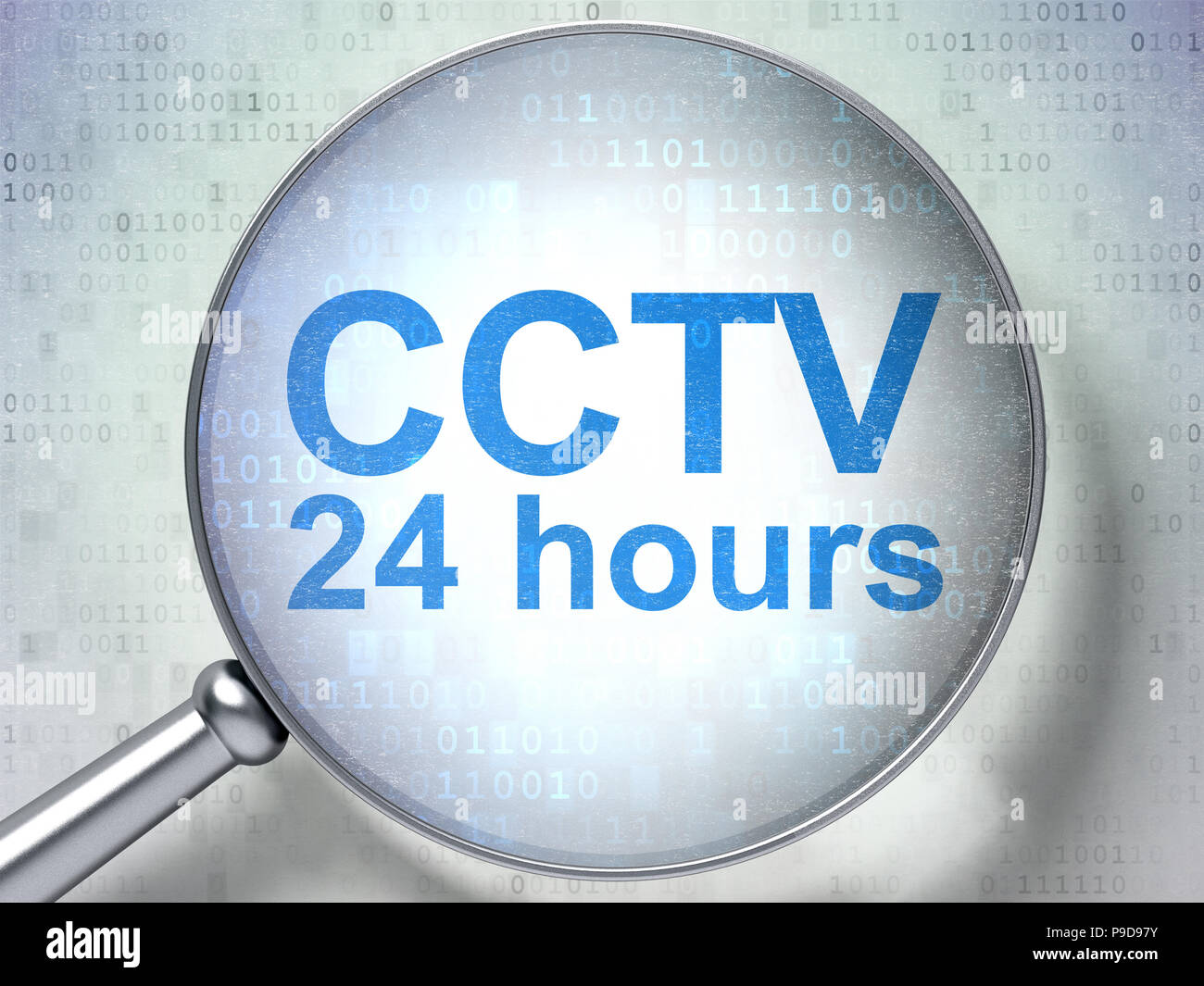 Security concept: magnifying optical glass with words CCTV 24 hours on ...