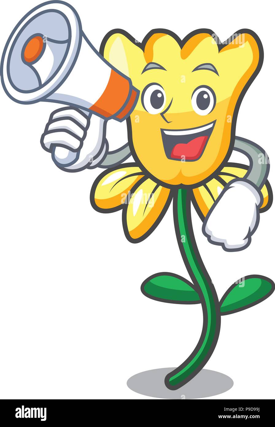 With megaphone daffodil flower character cartoon Stock Vector Image ...