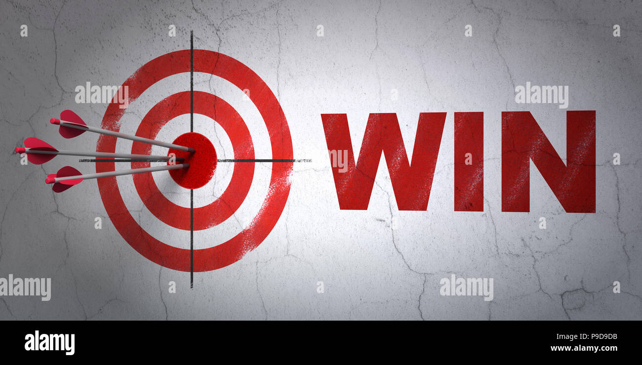 Success finance concept: arrows hitting the center of target, Red Win ...