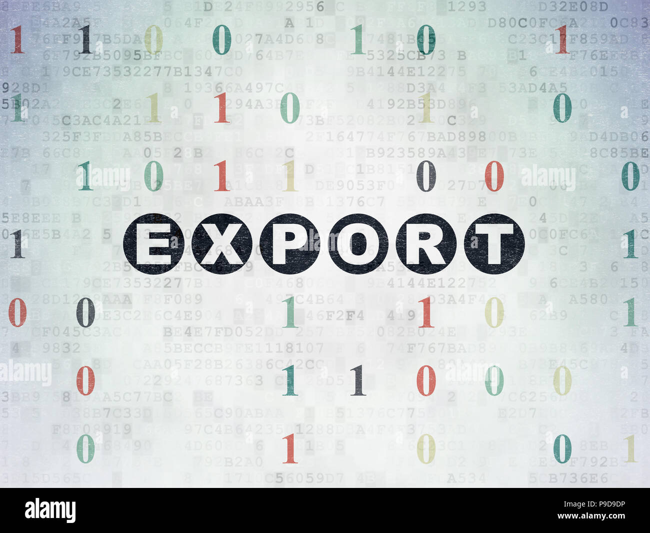 Finance concept: Painted black text Export on Digital Data Paper background with Binary Code ...