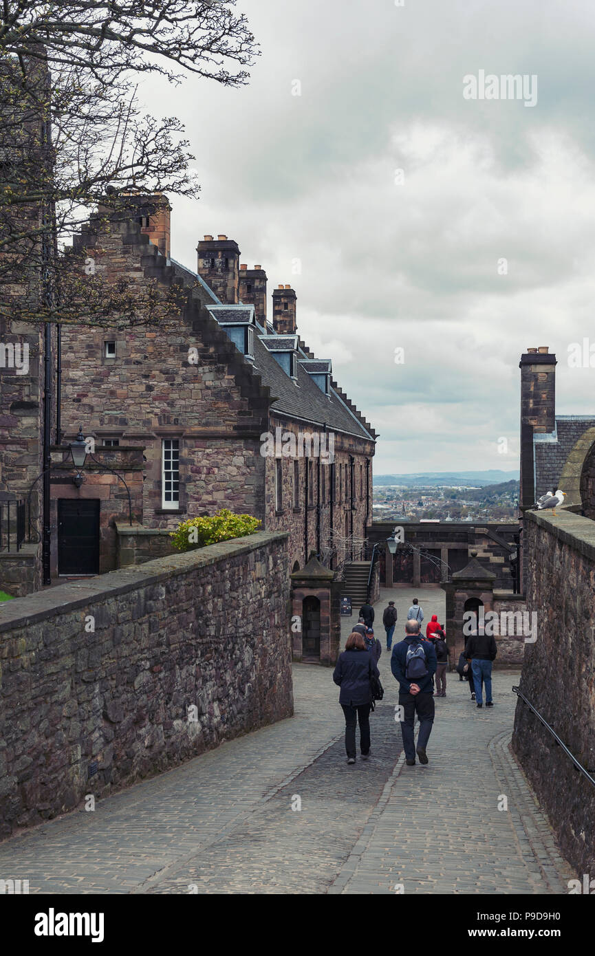 Walkway inside the complex area of Edinburgh Castle, popular tourist ...