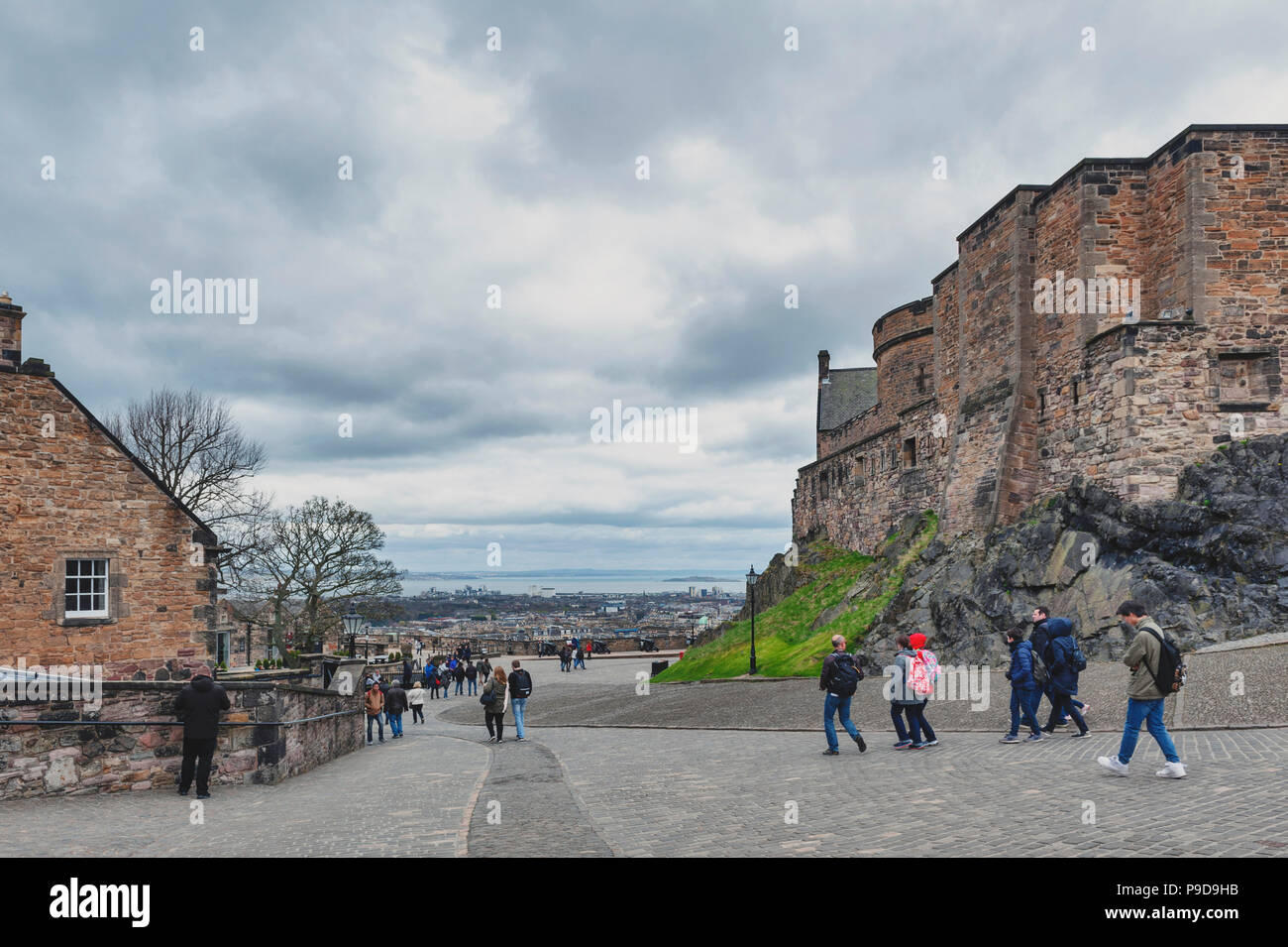 Walkway inside the complex area of Edinburgh Castle, popular tourist ...