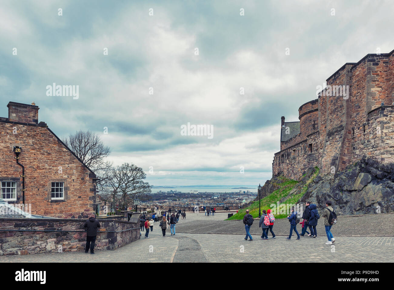 Walkway inside the complex area of Edinburgh Castle, popular tourist ...