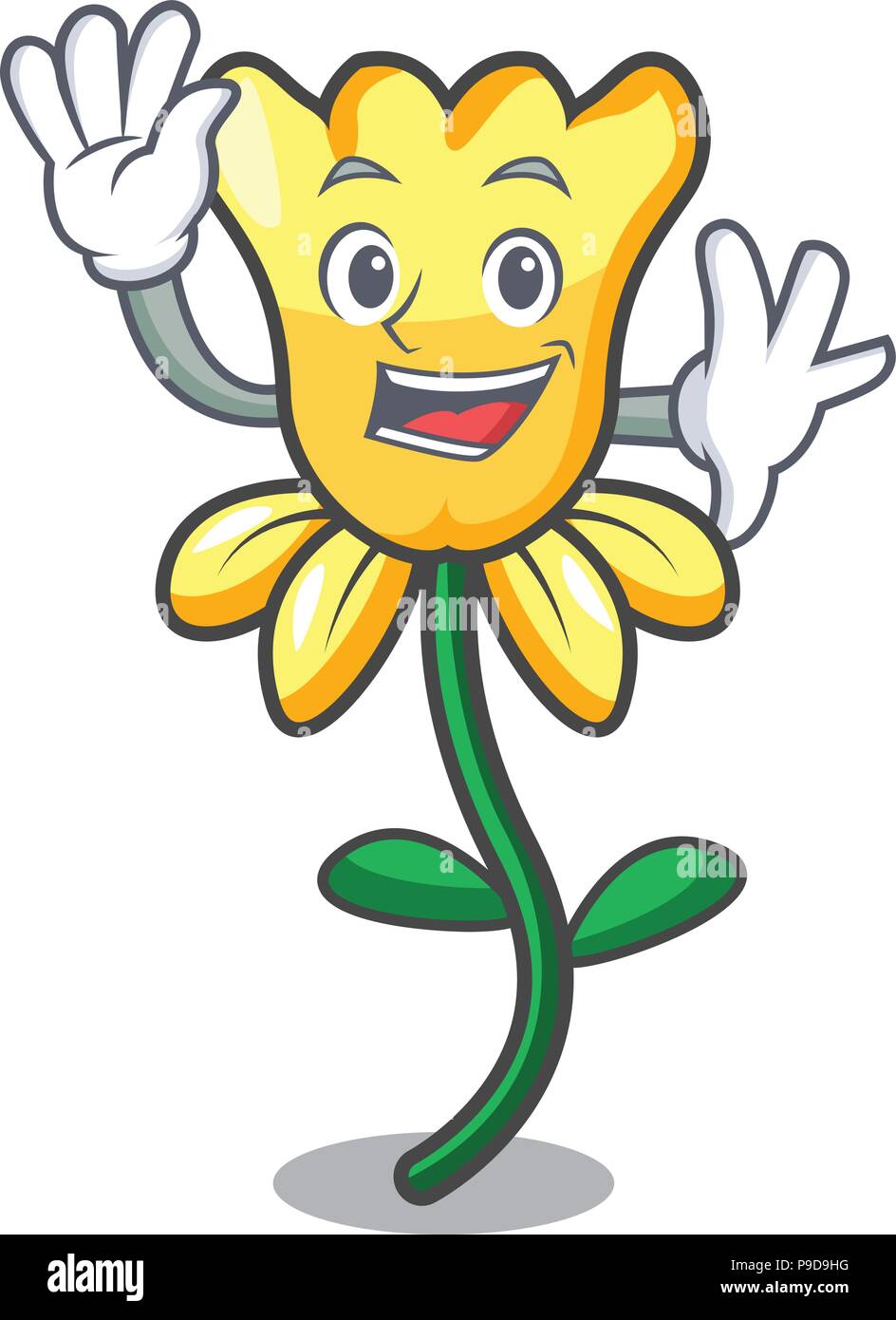 Waving daffodil flower character cartoon Stock Vector Image & Art - Alamy