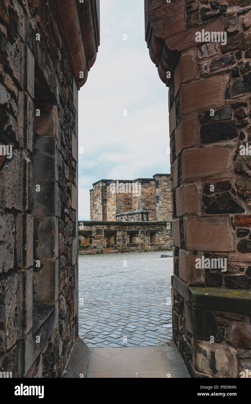 Walkway inside the complex area of Edinburgh Castle, popular tourist ...