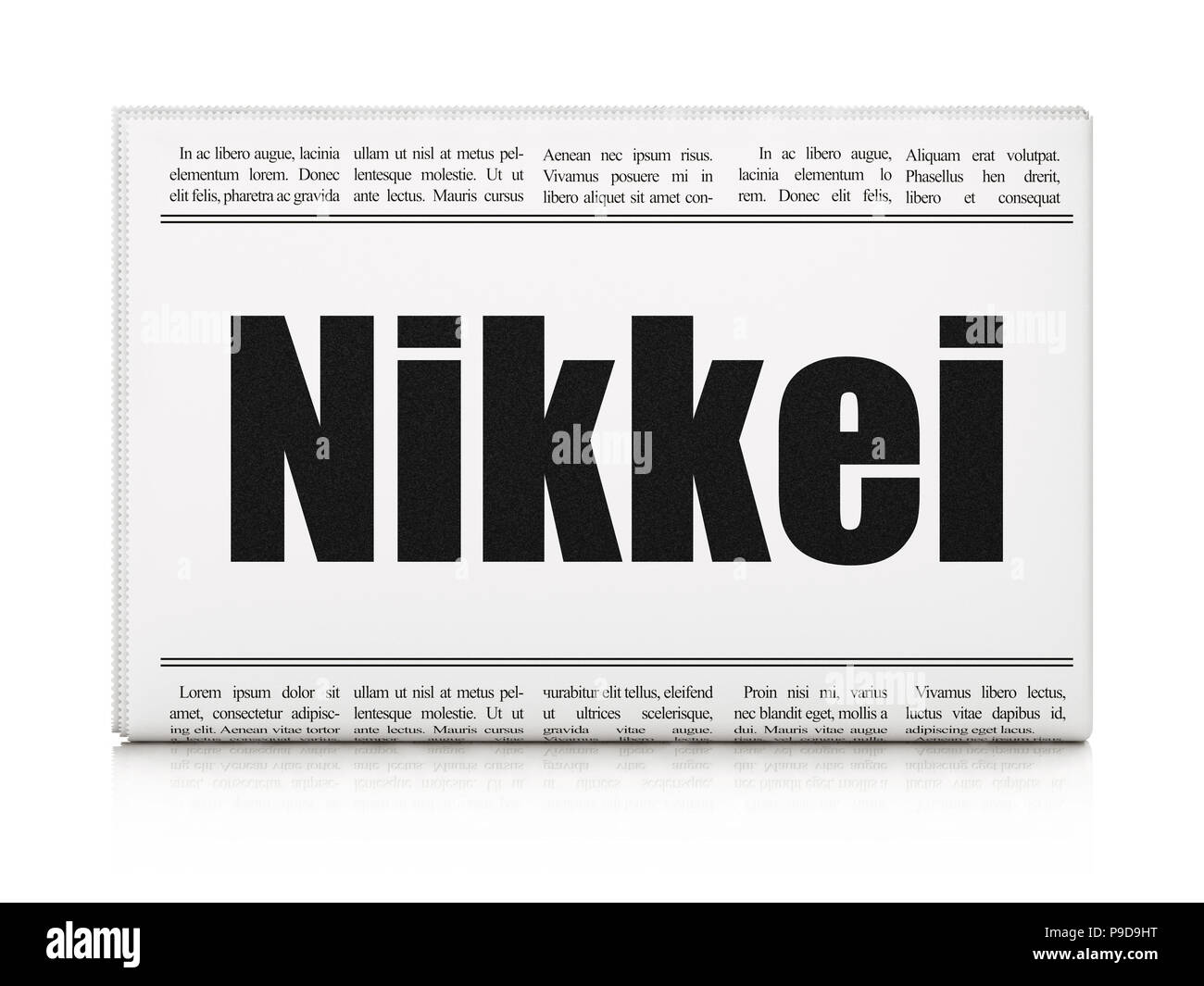 Stock market indexes concept: newspaper headline Nikkei on White ...
