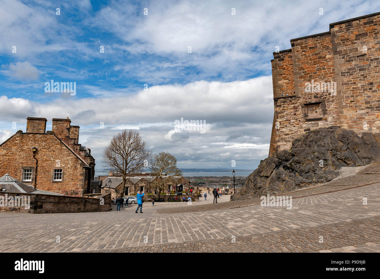 Walkway inside the complex area of Edinburgh Castle, popular tourist ...