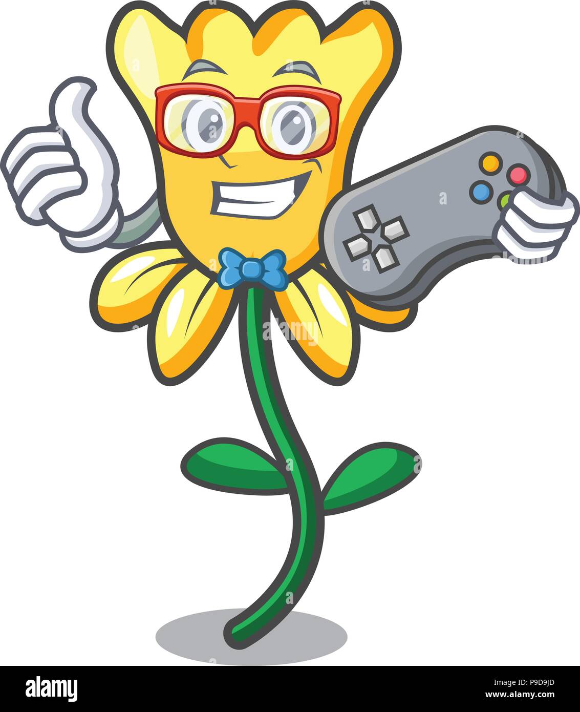 Gamer daffodil flower mascot cartoon Stock Vector Image & Art - Alamy