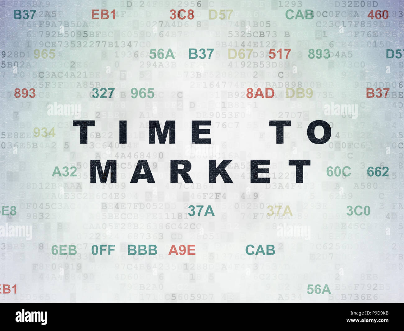 Timeline concept: Painted black text Time to Market on Digital Data Paper background with ...