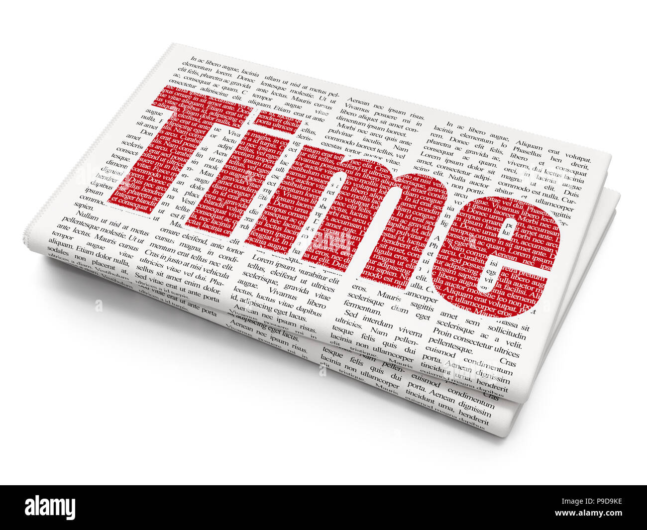 Timeline concept: Pixelated red text Time on Newspaper background, 3D ...