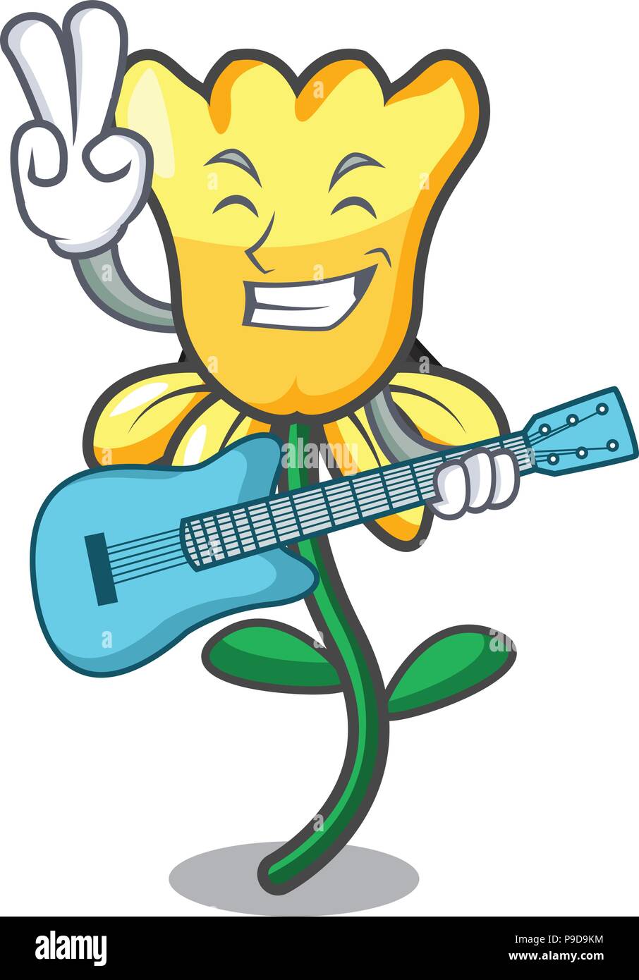 With guitar daffodil flower mascot cartoon Stock Vector Image & Art - Alamy
