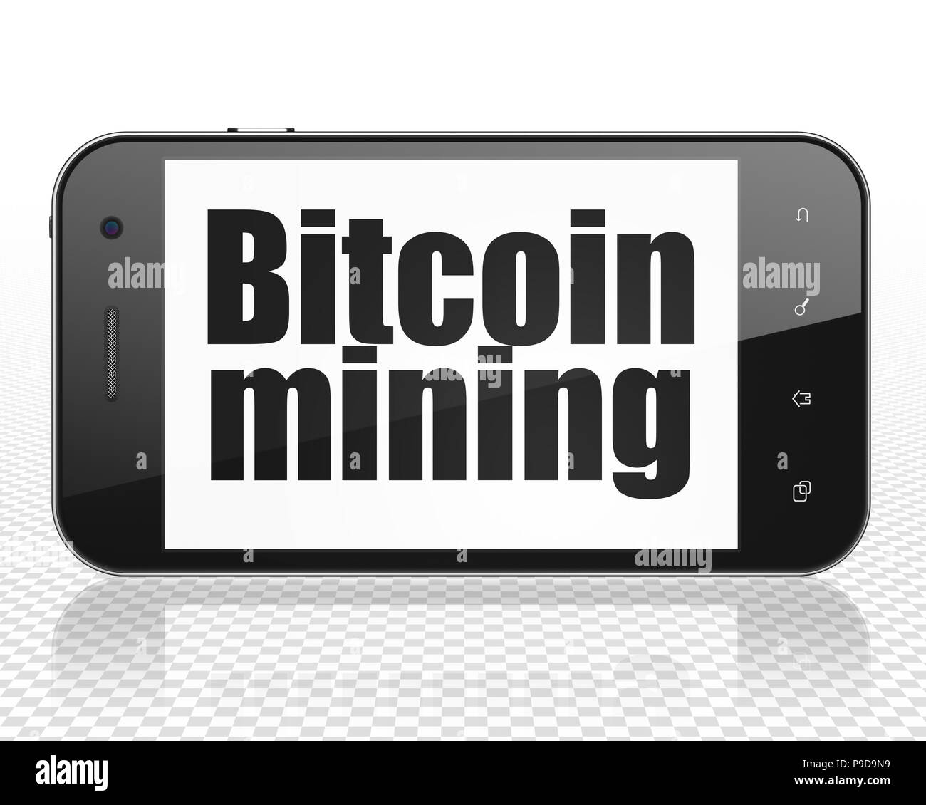 Cryptocurrency concept: Smartphone with black text Bitcoin Mining on ...