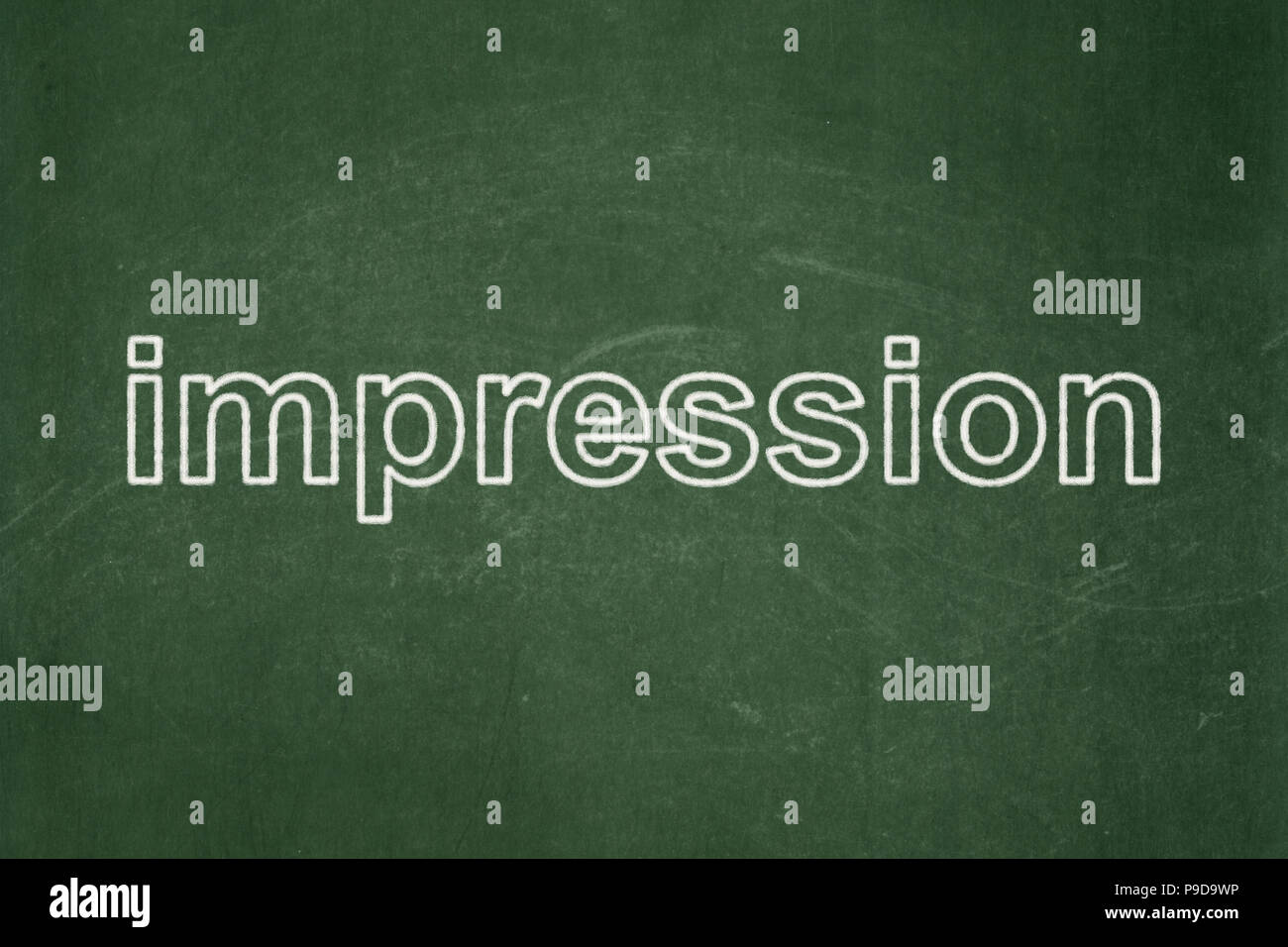 Advertising concept: text Impression on Green chalkboard background ...
