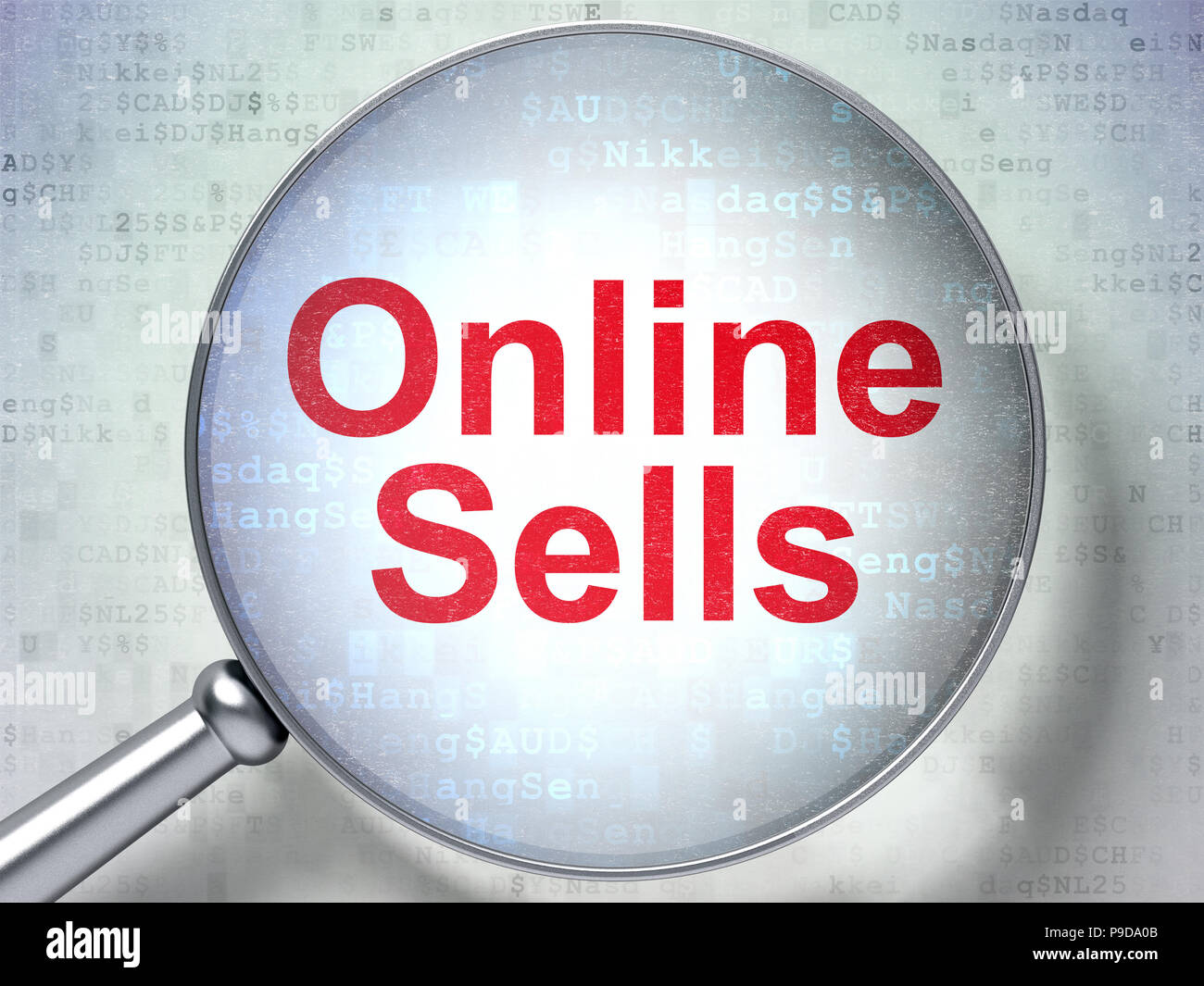 Advertising concept: magnifying optical glass with words Online Sells ...