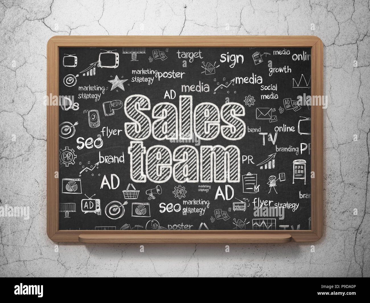 Advertising concept: Chalk White text Sales Team on School board ...