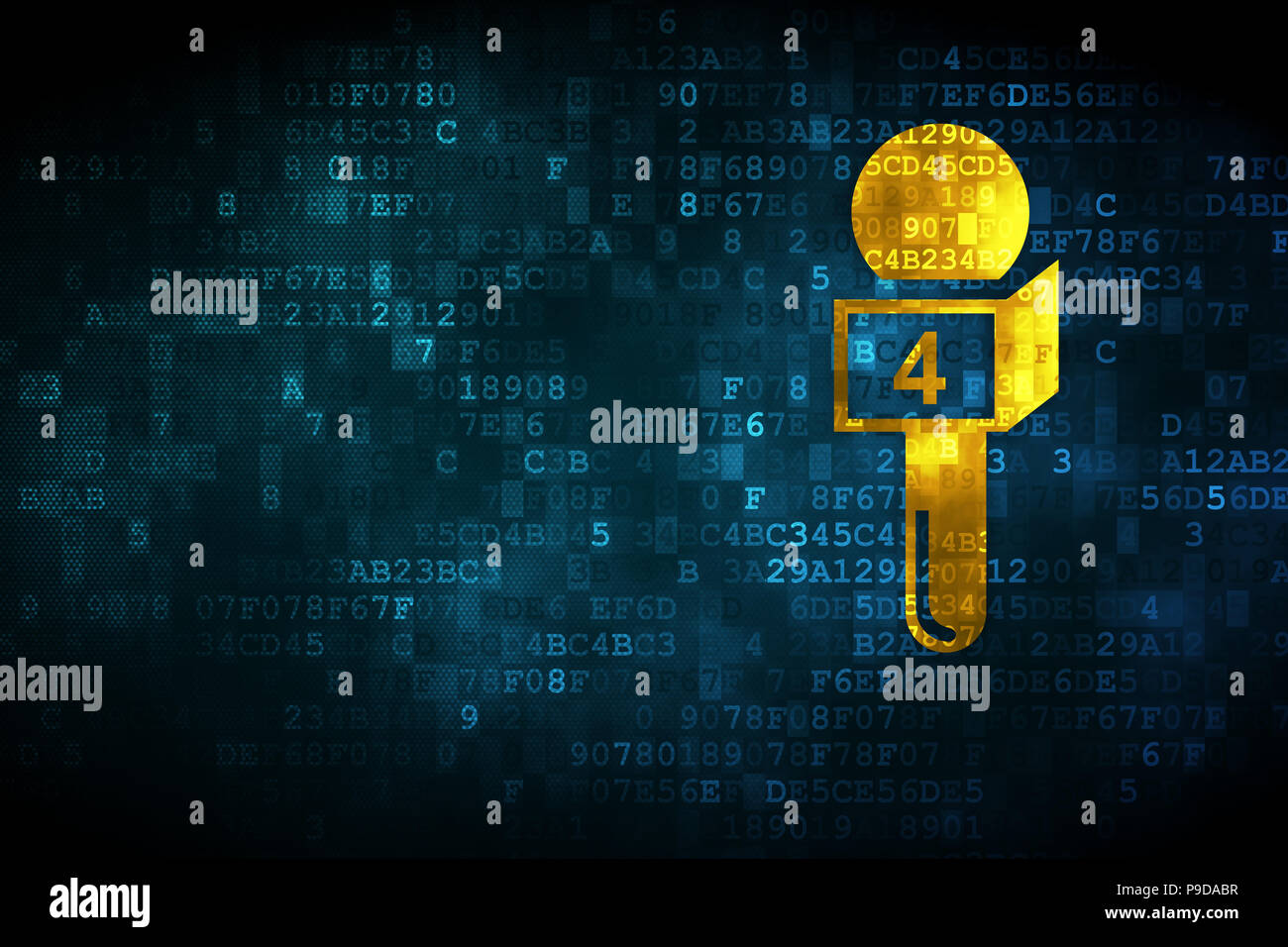 News concept: pixelated Microphone icon on digital background, empty ...