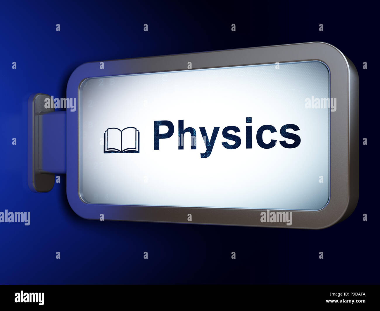 Education concept: Physics and Book on advertising billboard background ...