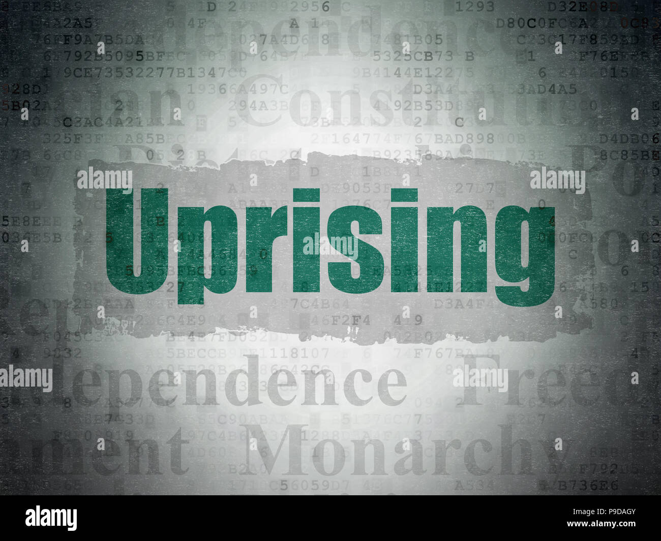 Political concept: Painted green text Uprising on Digital Data Paper ...