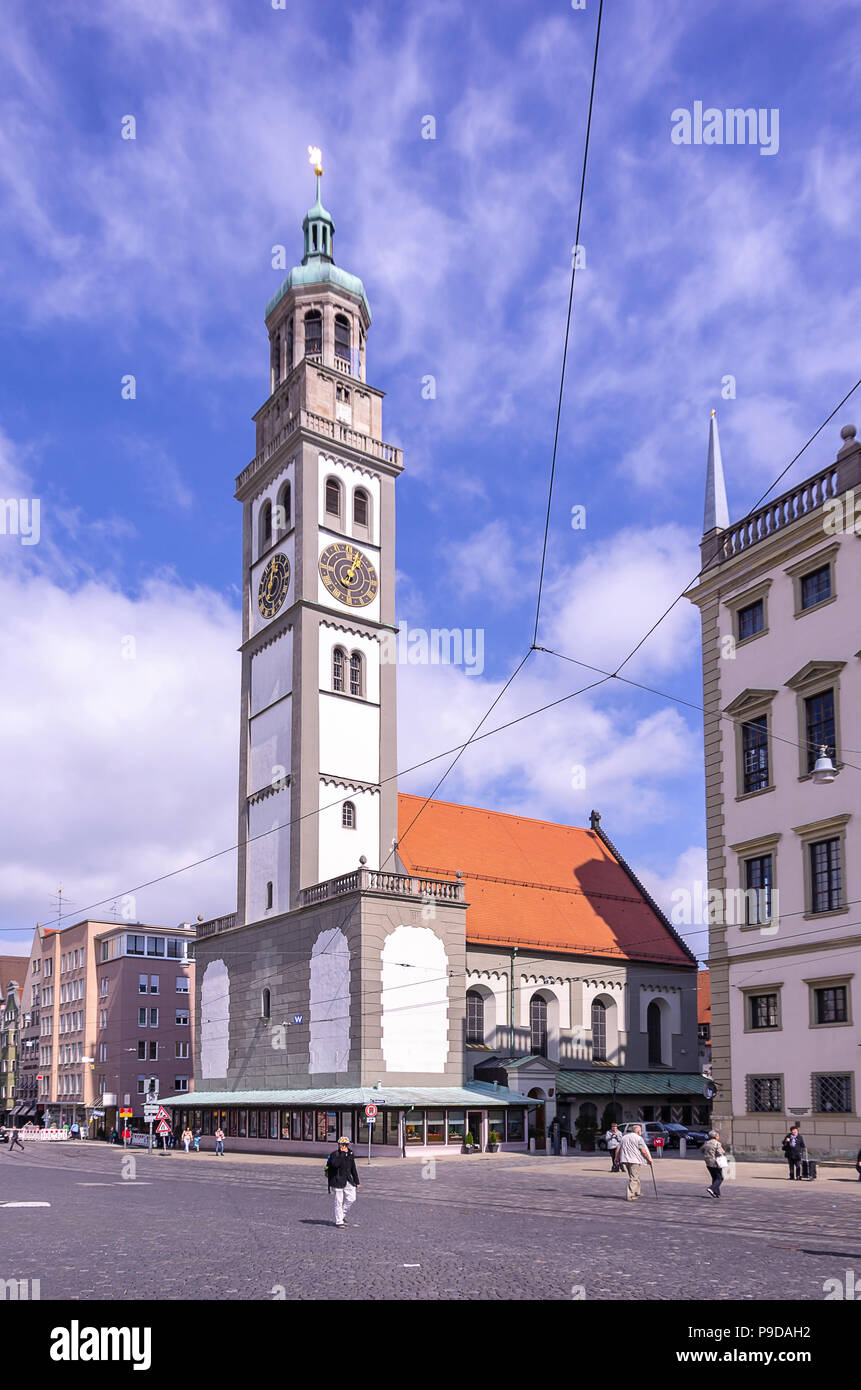Augsburg, Bavaria, Germany - The historic Perlach Tower on the town ...