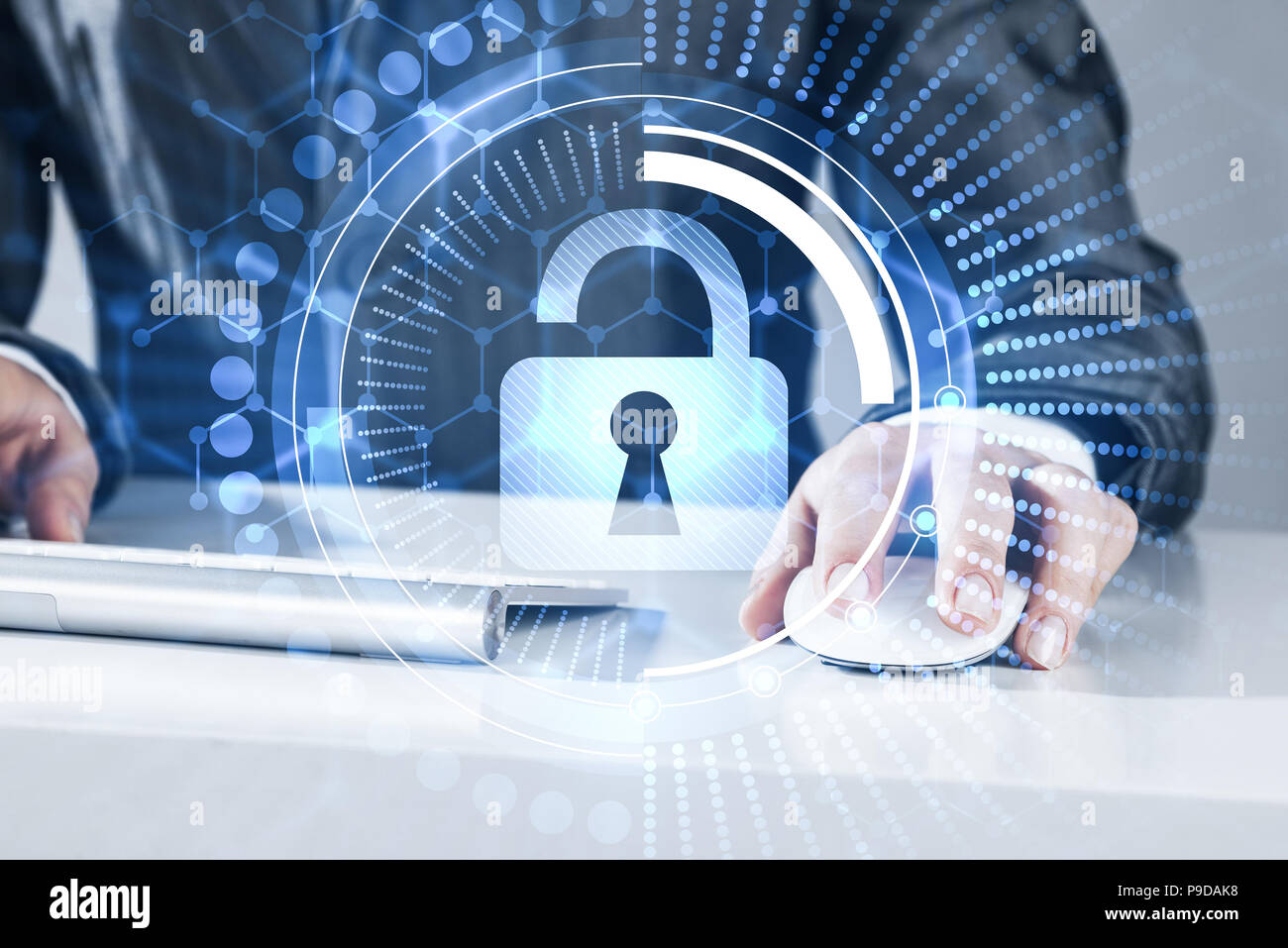 Internet security concept with woman typing password on keyboard Stock ...