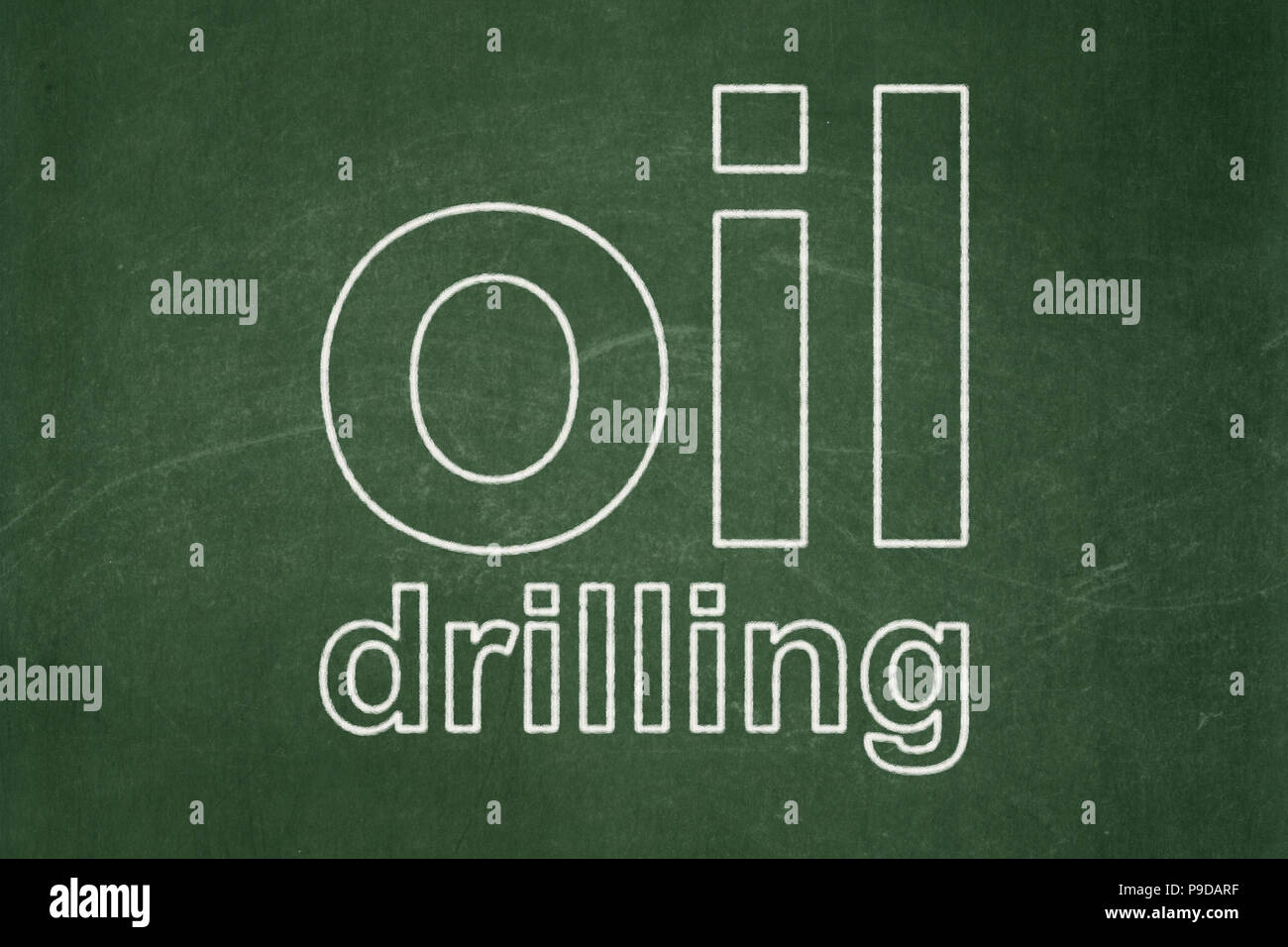 Industry concept: text Oil Drilling on Green chalkboard background ...