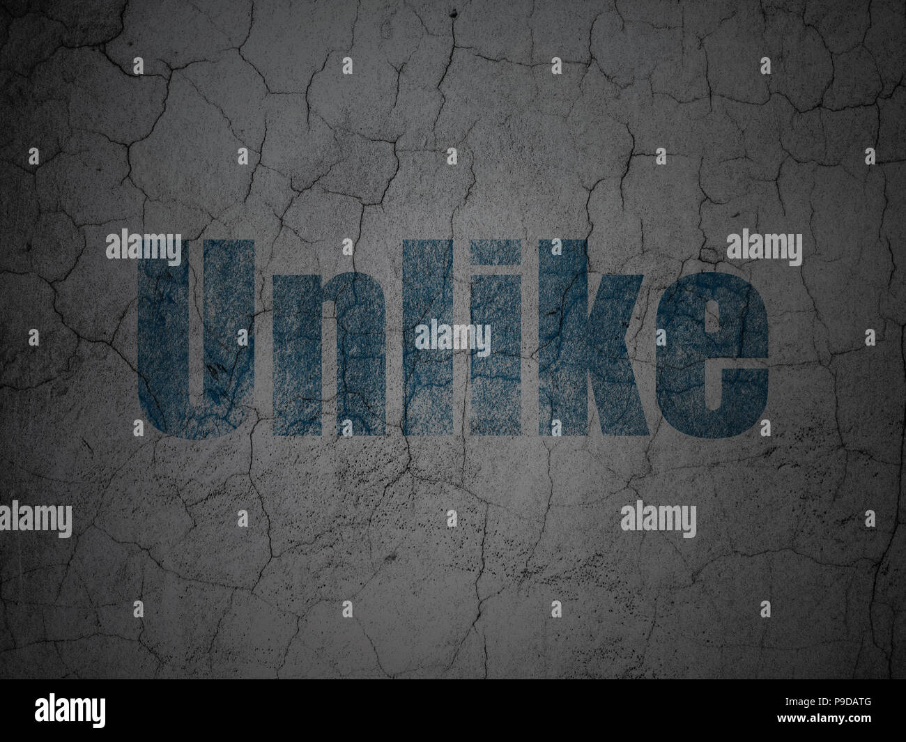 Social media concept: Blue Unlike on grunge textured concrete wall ...