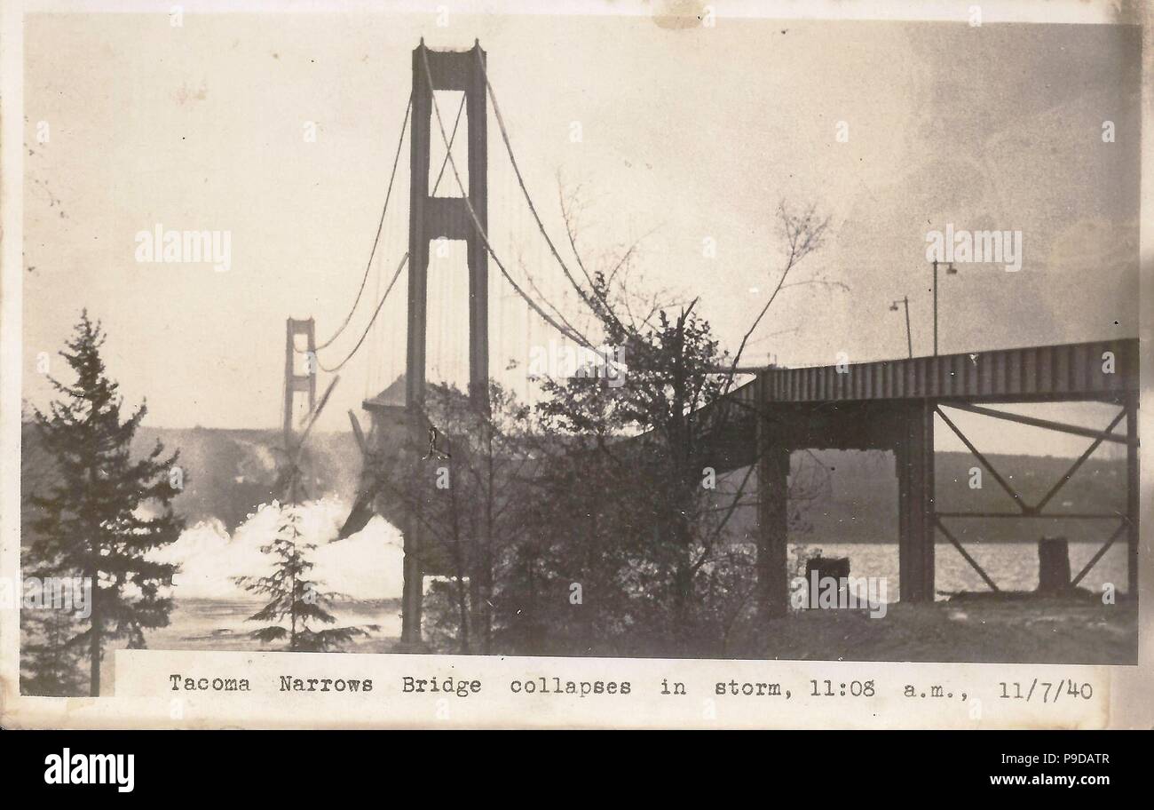 Tacoma, Washington. Tacoma Narrows Bridge Collapse, November 7, 1940 ...