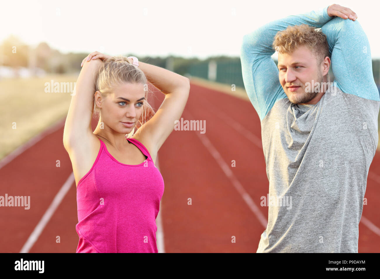 Race line man woman hi-res stock photography and images - Alamy