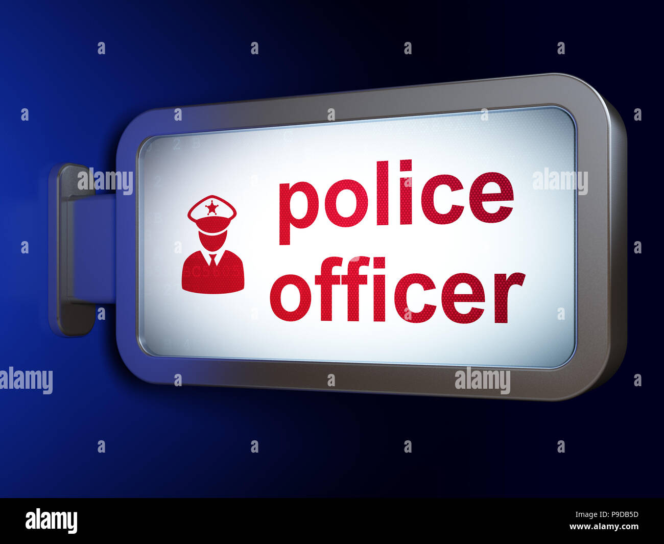 Law concept: Police Officer and Police on advertising billboard ...