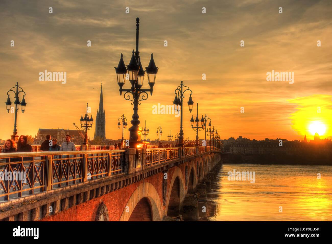 Bordeaux at sunset, France Stock Photo - Alamy