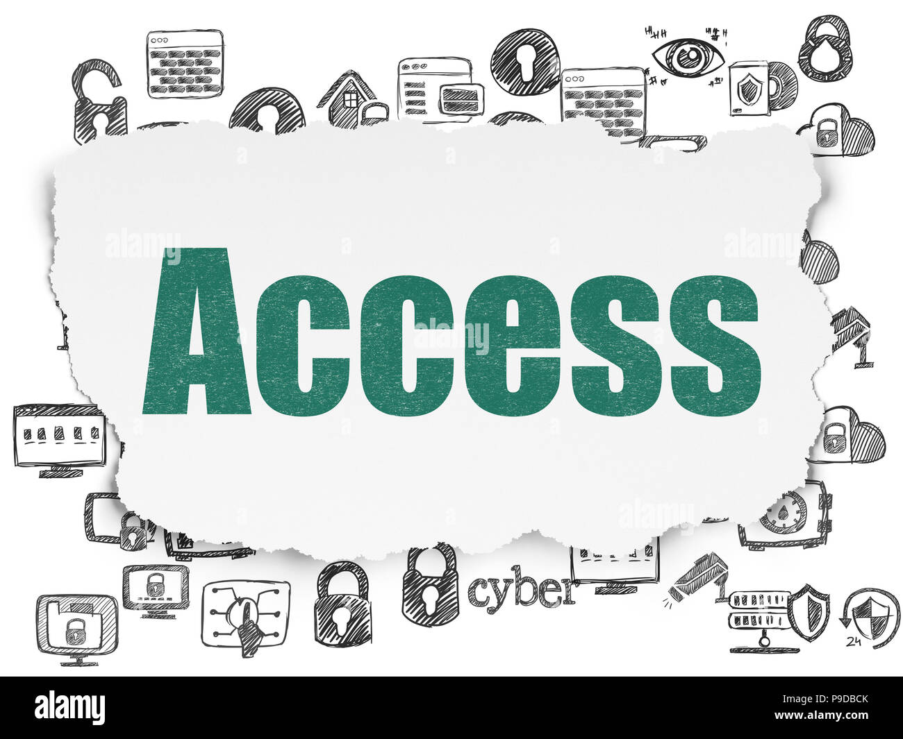 Safety concept: Painted green text Access on Torn Paper background with ...
