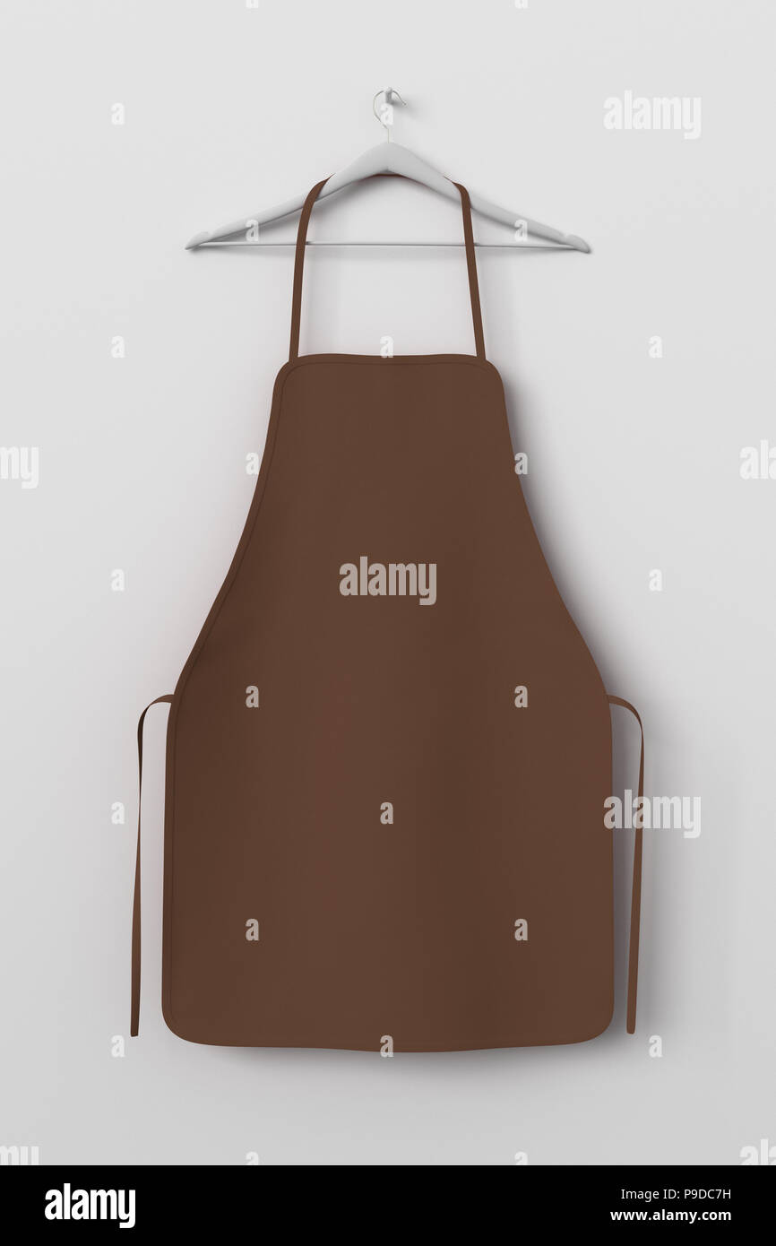 Blank brown apron isolated on white background with clipping path. 3d ...