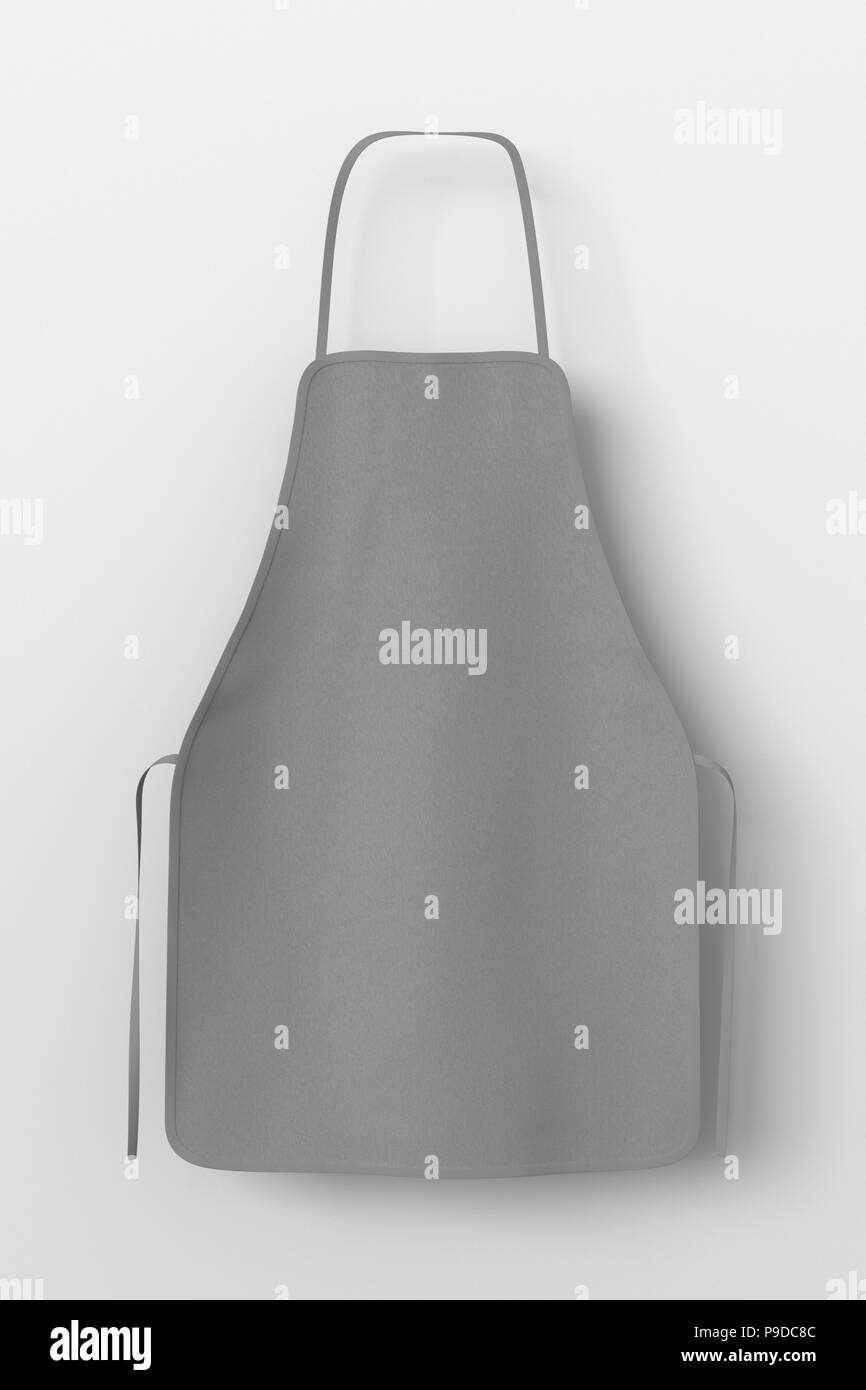 Blank gray apron isolated on white background with clipping path. 3d ...