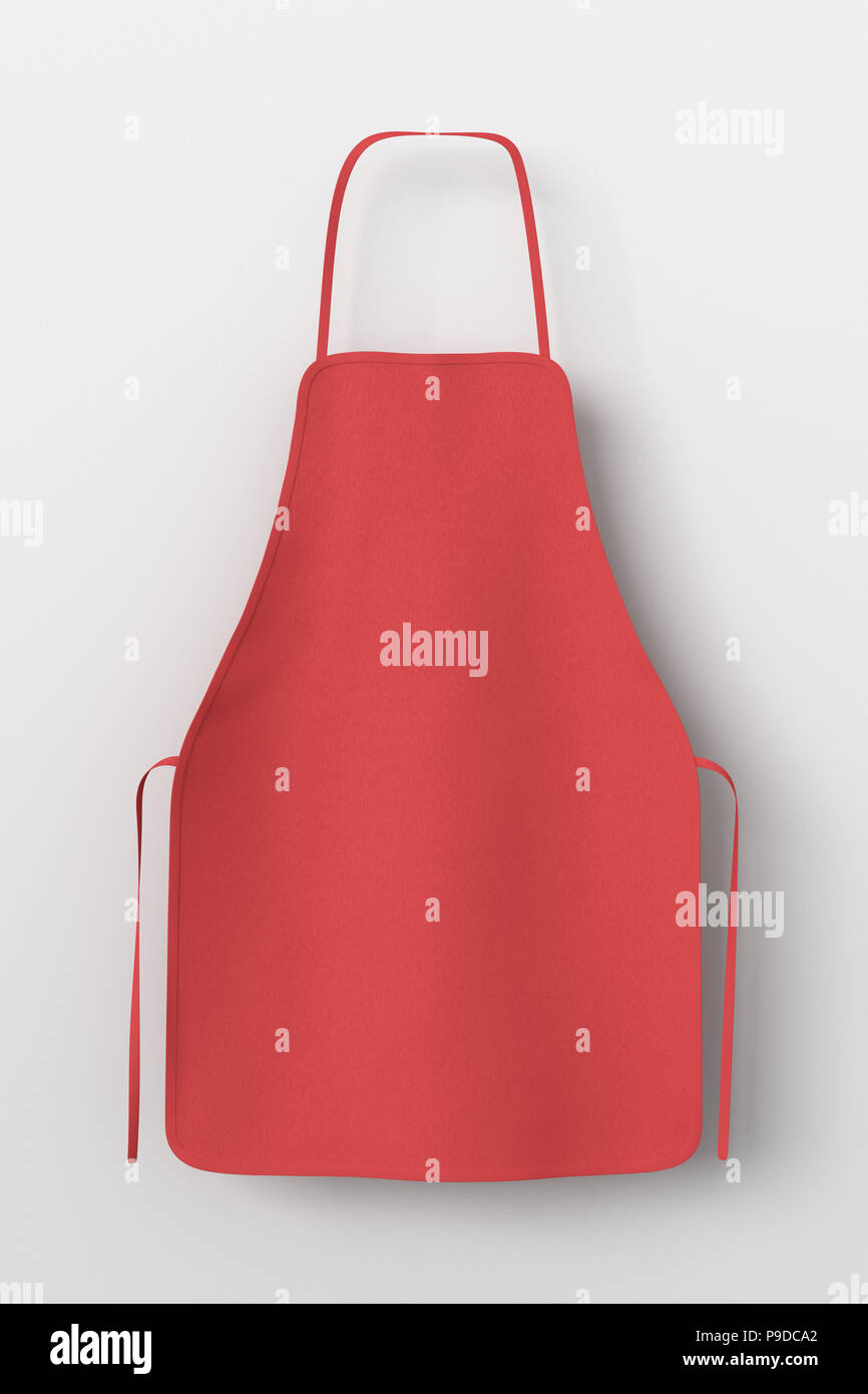 Blank red apron isolated on white background with clipping path. 3d ...
