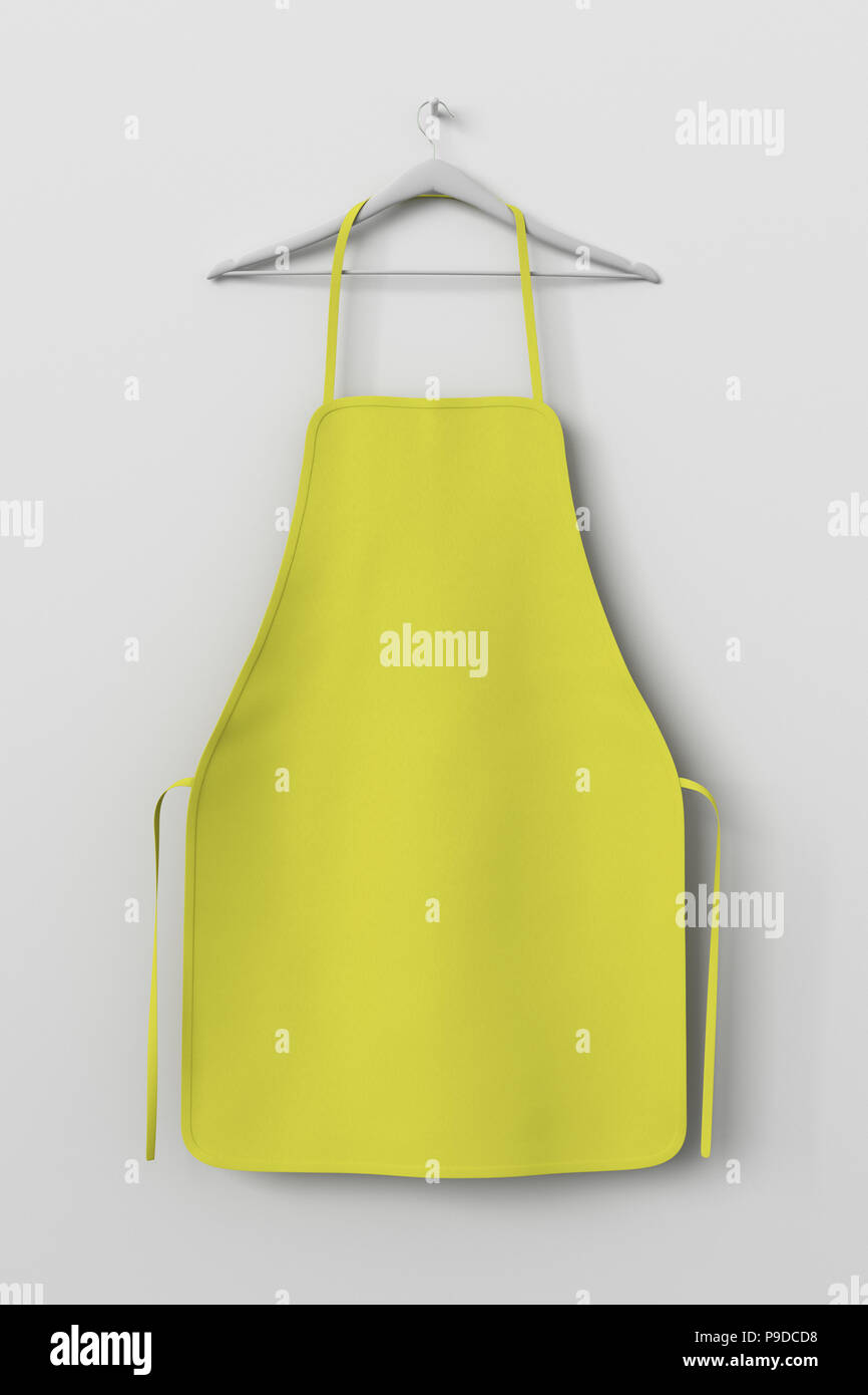 Blank yellow apron isolated on white background with clipping path. 3d ...