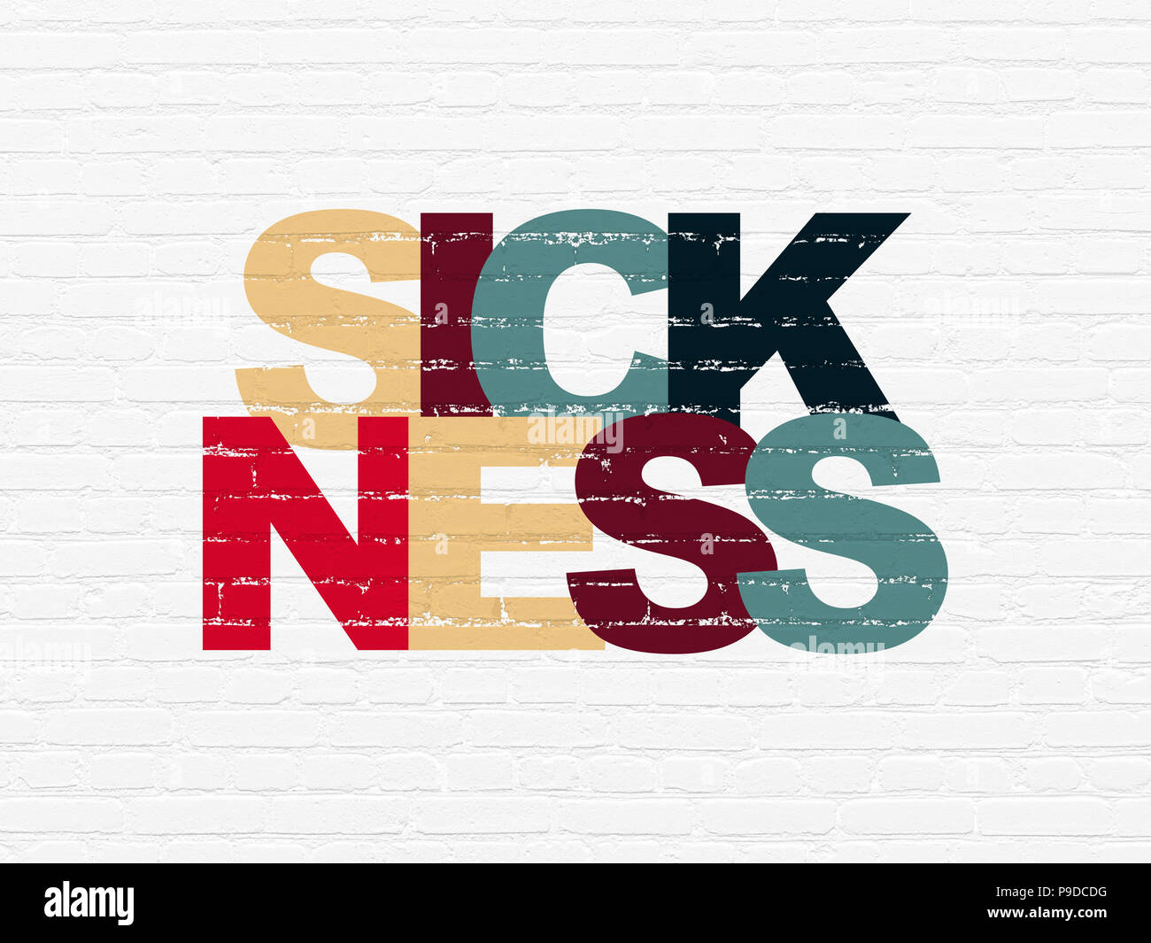 Healthcare concept: Painted multicolor text Sickness on White Brick ...