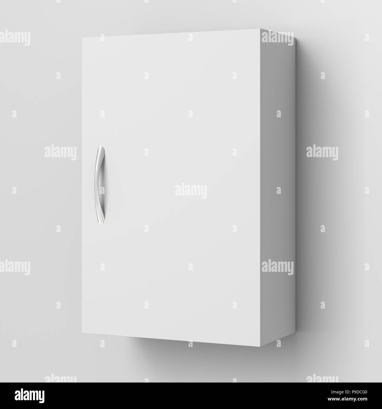 Closed white bathroom cabinet isolated on white wall with clipping path ...