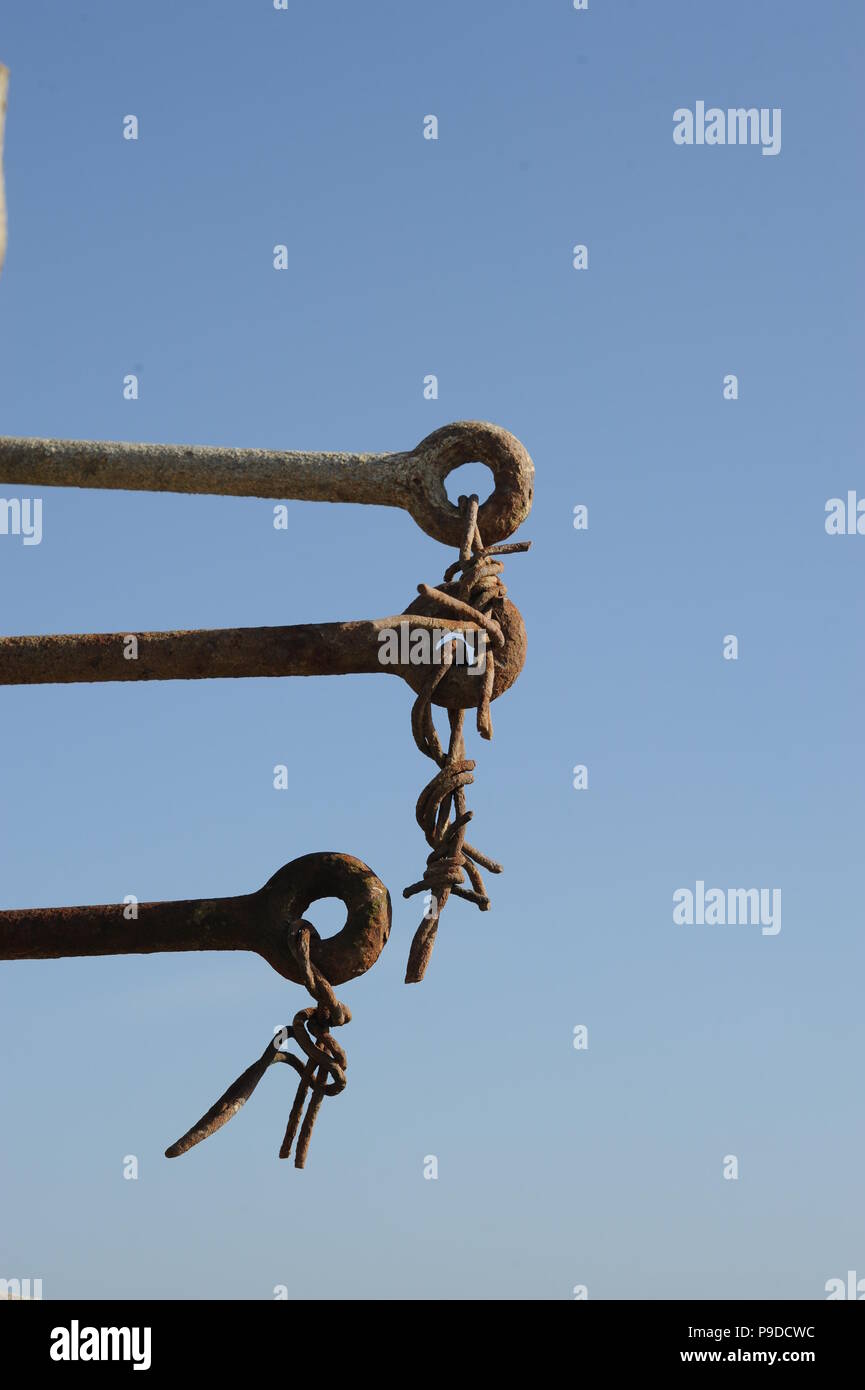 Broken barbed wire fence Stock Photo - Alamy