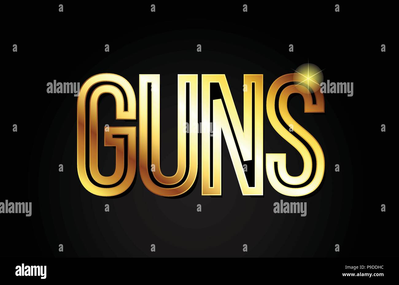 guns word typography design in gold or golden color suitable for logo ...