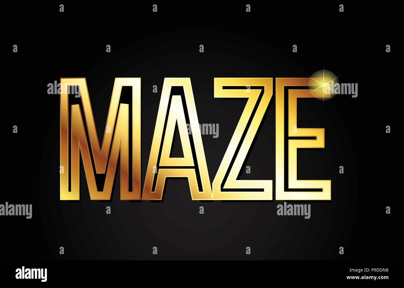 maze word typography design in gold or golden color suitable for logo ...