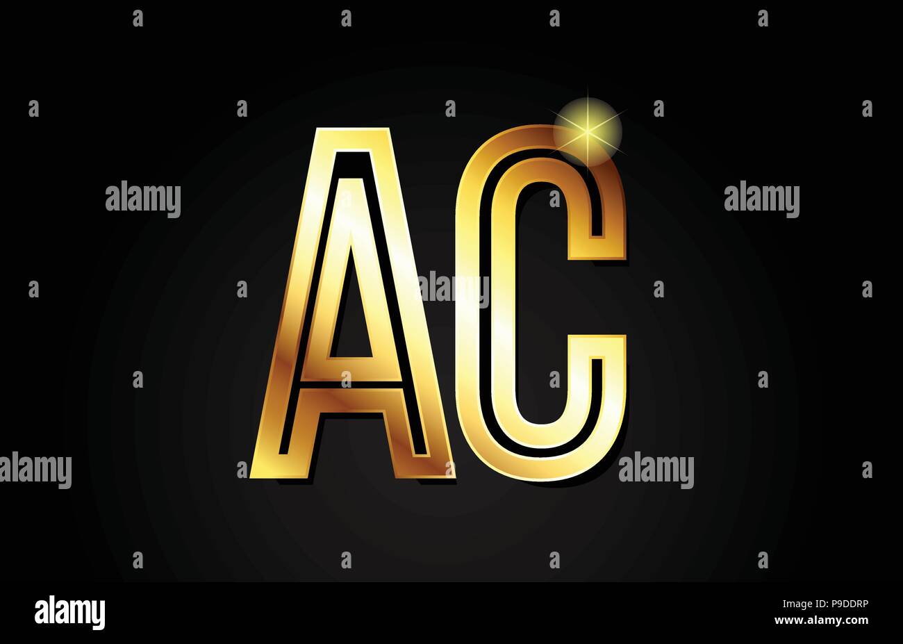 gold alphabet letter ac a c logo combination design suitable for a ...