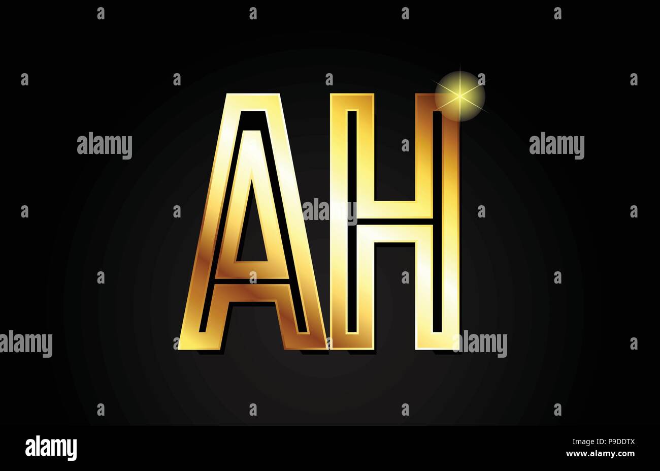 gold alphabet letter ah a h logo combination design suitable for a ...
