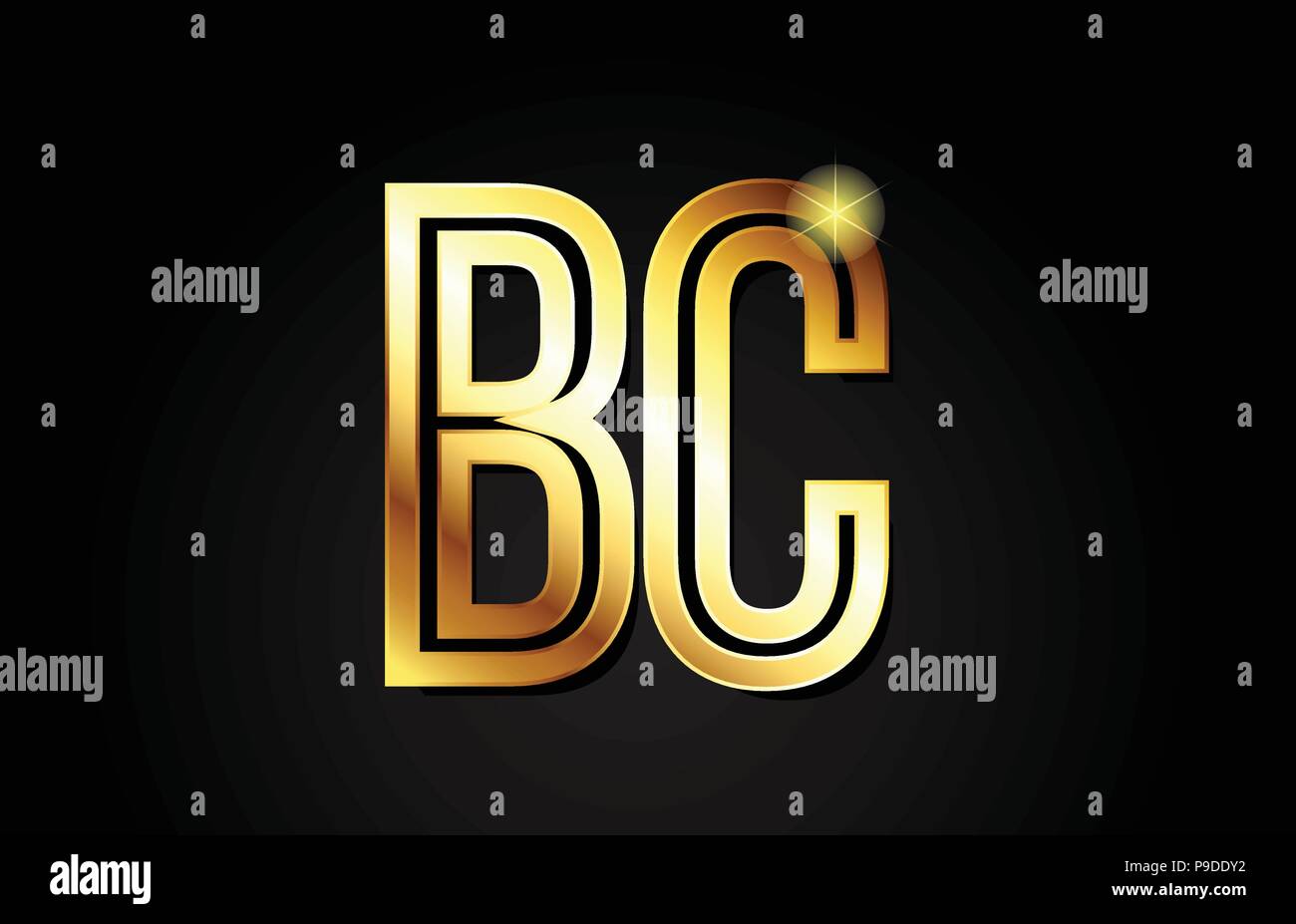 gold alphabet letter bc b c logo combination design suitable for a ...